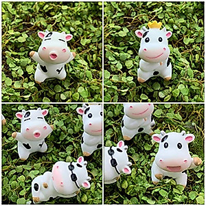 PRETYZOOM 10pcs Miniature Figurines Cow Cattle Year Ox Cow Cake Topper Fairy Garden Animals for Micro Landscape Plant Pots Bonsai Craft Decorations(Random Style)