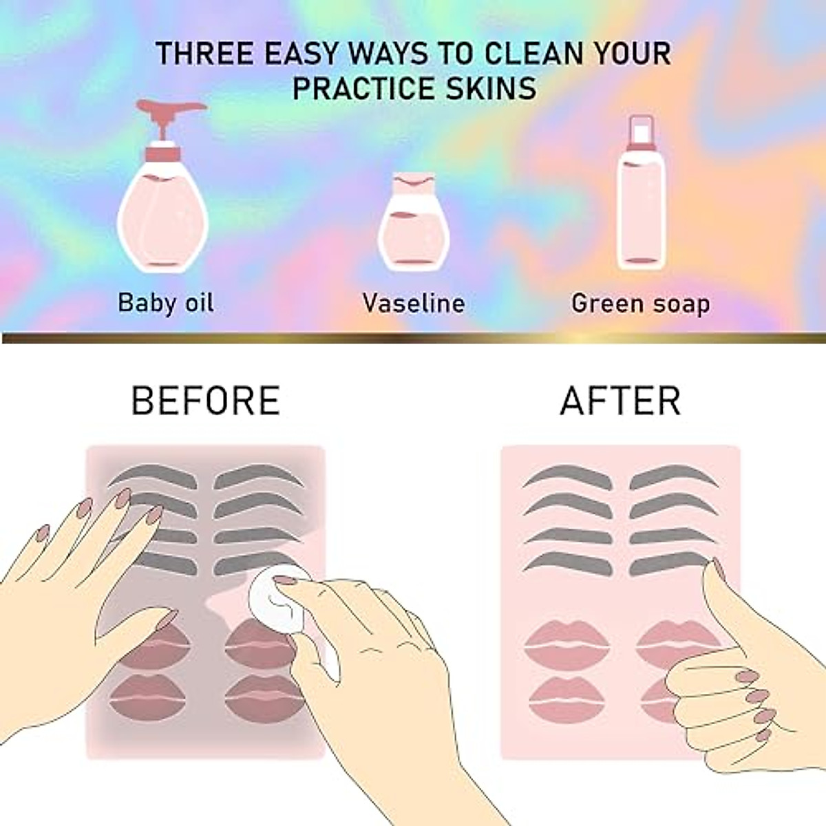 6 pcs Microblading Practice Skin - Inkless Double Sided Practice Skin For Eyebrow Tattoos - Fake Skin Sheets - Microblading Supplies - Microshading Kit - PMU Supply