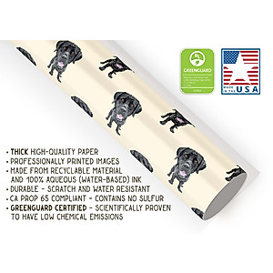 Cute Black Labrador Retriever Gift Wrap, Black Lab Wrapping Paper, Dog Christmas Birthday Party Decoration Decor (6 foot x 30 inch roll)