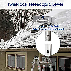 Goplus Snow Roof Rake, 5ft-20ft Extendable Aluminum Snow Removal Tool Shovel with Wheels, 26" Blade & 5-Section Tubes for Snow Leaves Debris Car, Scratch Free