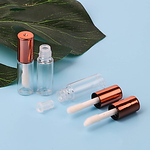 BQLZR Rose Gold Lip Gloss Tubes 1.2ml Empty Plastic transparent Lip Balm Bottle Container Cosmetic Makeup Tools with Stopper Pack of 20
