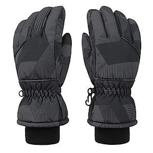 Simplicity Kids Boys Thinsulate Lined Waterproof Ski Winter Gloves, Black, L(10-12 Years)