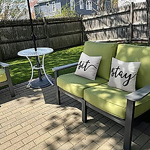 Pyonic Set of 2,Outdoor Waterproof Throw Pillow Covers,Square Pillow Covers Decorative Cushion Cover for Patio Garden Living Room Couch (White, 18X18)