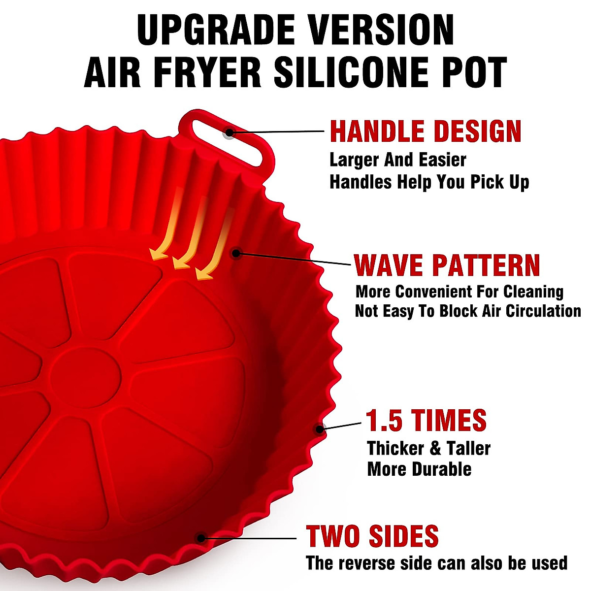 Air Fryer Silicone Pot, 8 inch Air Fryer Oven Accessories, Air Fryer Liners Replacement for Flammable Parchment Liner Paper, Silicone Air Fryer Basket - 4 to 7 QT