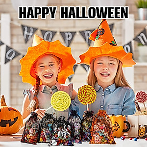 Chumia 270 Pcs Halloween Organza Bags Spider Web Skull Print Treat Bags with Drawstring Sheer Candy Gift Bags for Halloween Party Favors Supplies (4 x 6 Inch)