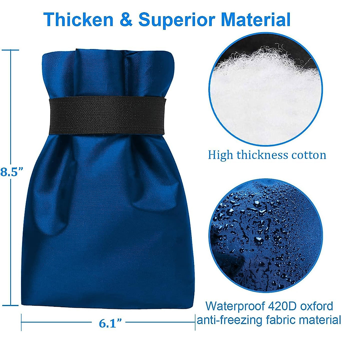 POROLIR Outdoor Faucet Covers for Winter Freeze Protection, Upgraded Thicken 8.5" H x 6.1" W Outside Garden Faucet Socks for Winter Waterproof Reusable Insulated Spigot Hose Bibs Cover, 3 Pack Black