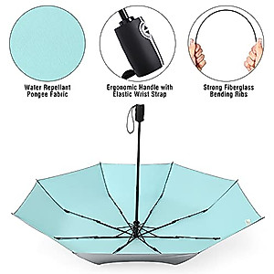 G4Free UPF 50+ UV Protection Large Travel Umbrella 46 Inch Auto Open Close Windproof Sun Blocking Umbrella (Lake Blue)