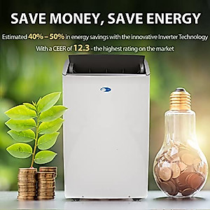 Whynter ARC-1030WN 12,000 BTU (10,000 BTU SACC) NEX Inverter Dual Hose Cooling SMART Portable Air Conditioner, Dehumidifier, and Fan with Wi-Fi, up to 500 sq ft in White