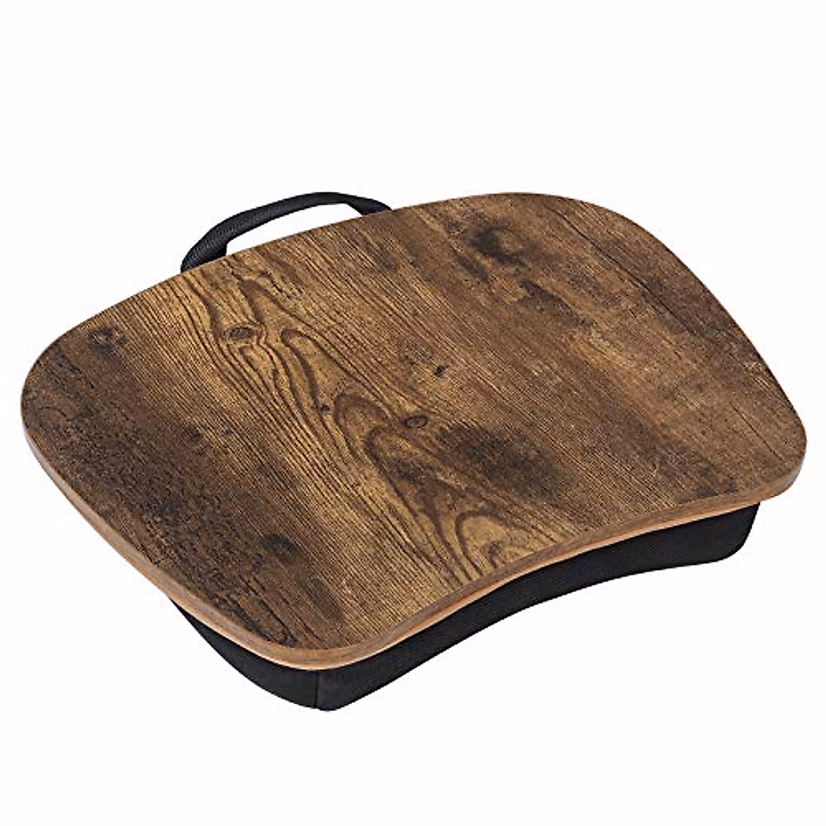 SONGMICS Lap Desk, Bed Tray, Laptop Table with Handle, Cushion, 12.6 x 15.7 x 3.1 Inches, Rustic Brown ULLD109B01