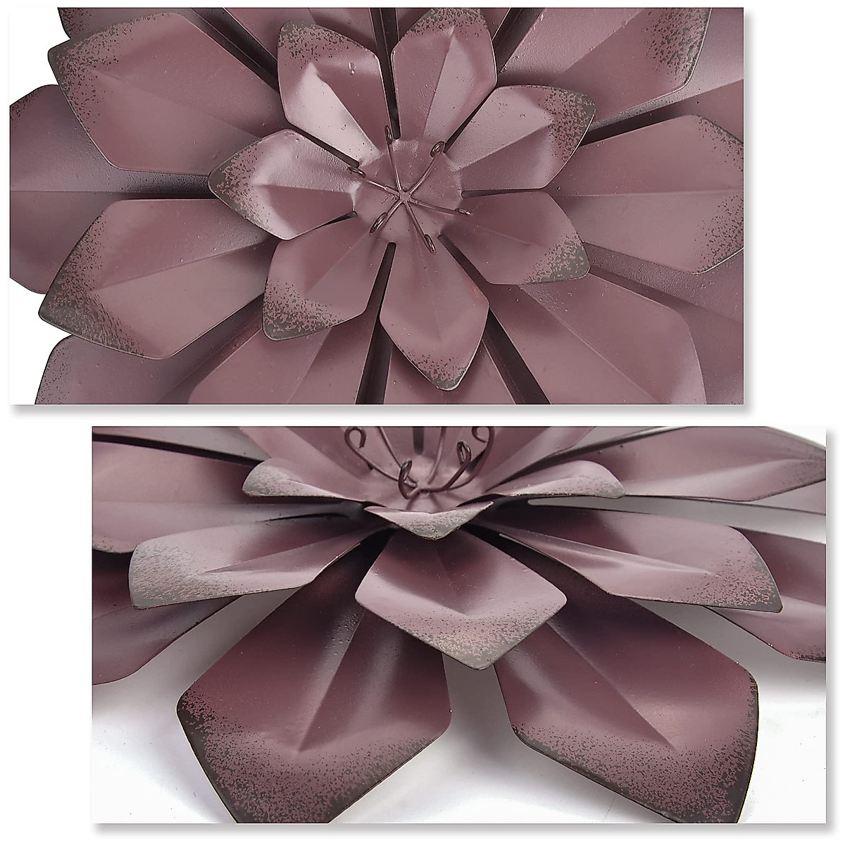 EASICUTI Brown Metal Flower Wall Art Decor Hanging For Indoor Outdoor Home Bathroom Kitchen Dining Room Bedroom Living Room Office Or Wall Sculptures 12 Inch