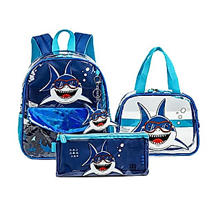 MOHCO Toddler Clear Backpack 13 inch Preschool Backpack Kindergarten Bookbag with Lunch Bag and Pencil Case for Boys and Girls