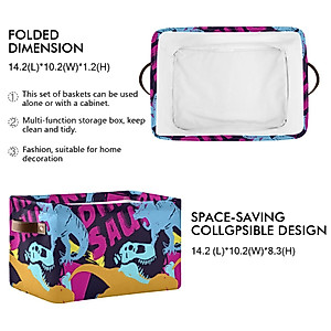 Emelivor Dinosaur Storage Basket Bins Sturdy Toy Storage Organizer Bins Laundry Basket with Handles for Playroom Living Bed Room Office Clothes Nursery,1 pcs