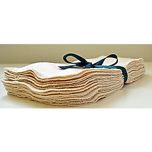 1 Ply Organic Flannel Washable Baby Wipes 8 x 8 Inches 10 Pack Sewn with Matching Cotton Thread