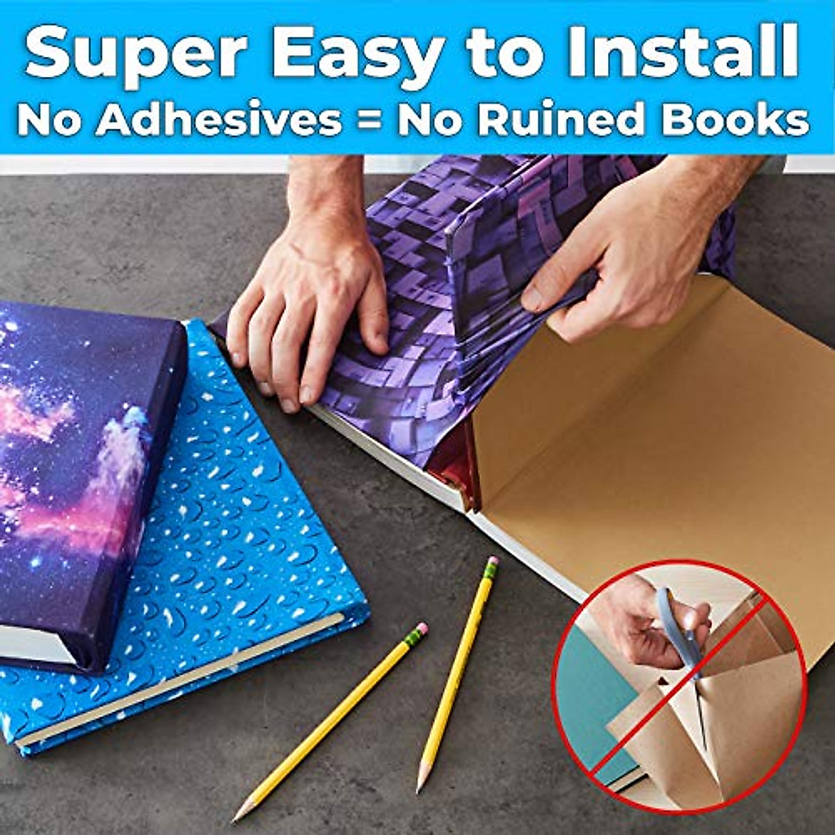Book Sox Stretchable Book Cover: Jumbo Solid Black. Fits Most Hardcover Textbooks up to 9 x 11. Adhesive-Free, Nylon Fabric School Book Protector. Easy to Put On. Washable & Reusable Jacket.