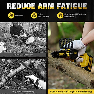 TROOZY Mini Chainsaw Cordless 6 Inch 3000mAh Battery Powered Electric Brushless Handheld Chain Saws, Up To 100minX2 21V, Saw Pruning Shears Chainsaw for Tree Branches,Courtyard,Household and Garden