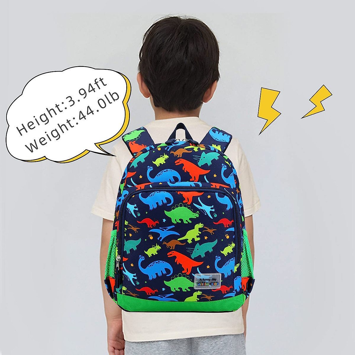 willikiva Dinosaur Kids School Toddler Backpack for Boys and Girls Waterproof Preschool Bag(Red Dinosaur) One_Size