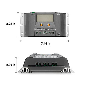 Newpowa 10A MPPT Solar Charge Controller Charge 12V Battery Regulator Dual USB Ports Negative Ground W/LCD Display Up to 130W Off Grid Solar Panel Adjustable for Gel AGM,Liquid Batteries