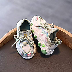Lykmera Baby Girls Walking Shoes Kids Soft Warm Shoes Light Infant Toddler Girls Running Shoes Baby Sports Shoes Gifts (Green, 15-18 Months)