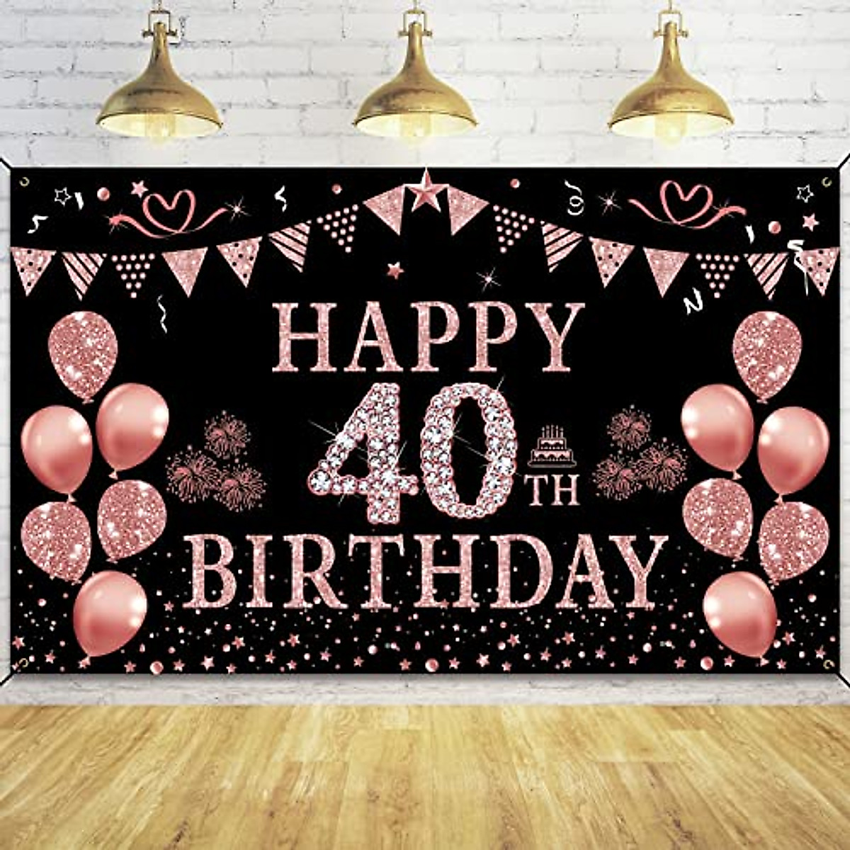 Trgowaul 40th Birthday Decorations Banner Women, Rose Gold Happy 40th Bday Decorations for Women, 40 and Fabulous Decorations Backdrop Party Supplies, 40 Year Old Photography Background 5.9 X 3.6 Fts