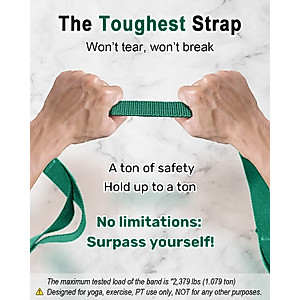 Tumaz Stretching Strap - 10 Loops & Non-Elastic Yoga Strap [Budget Version]- The Perfect Home Workout Stretch Strap for Physical Therapy, Yoga, Pilates, Flexibility - [Included E-book, Extra Durable]