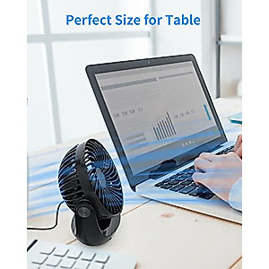 Aluan Desk Fan Small Table Fan with Strong Airflow Ultra Quiet Portable Fan Speed Adjustable Head 360°Rotatable Mini Personal Fan for Home Office Bedroom Table and Desktop, Black