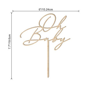 Party to Be Oh Baby Cake Topper in Wood Baby Shower Gender Reveal Party Cake Decoration (Design 03)