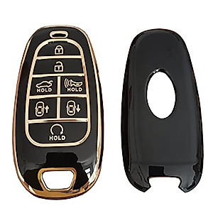 BINOWEN for Hyundai Key Fob Case Cover, TPU Key Fob Shell Protector Case Keyless Remote Smart Key Holder Fits for Hyundai Sonata Santa fe Tucson (Black)
