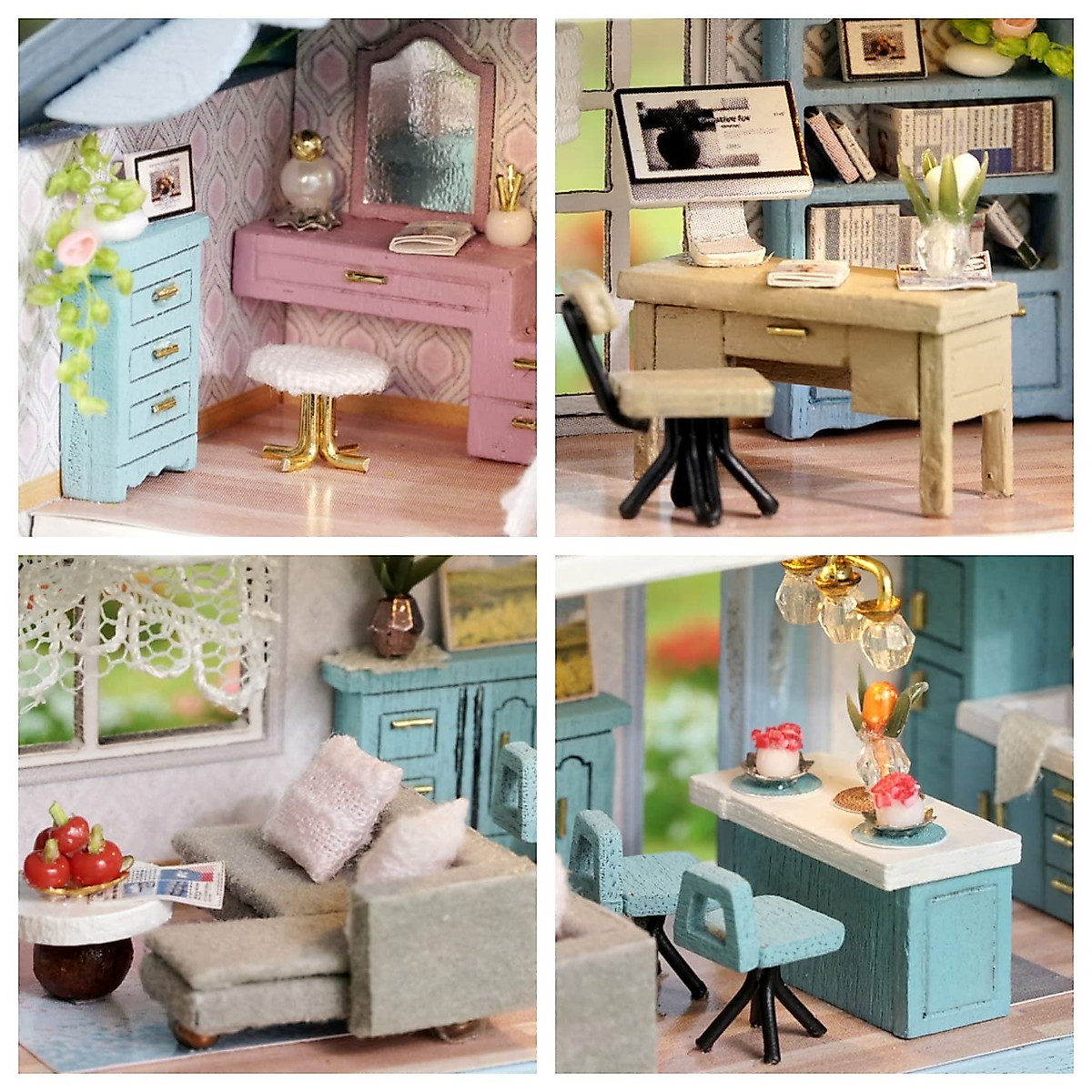 Flever Dollhouse Miniature DIY House Kit Creative Room with Furniture for Romantic Valentine's Gift (Molan House)