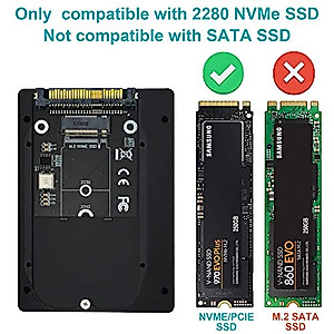 ADWITS 1 Pack U.2 to NVMe SSD Enclosure, U.2 (SFF-8639) to M.2 Key-M 2.5 Inch 7mm SSD Converter Caddy, Compatible with PCIe 3.0 4.0 NVMe & AHCI SSD - Black