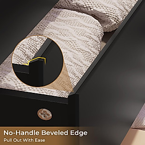 BTHFST 8 Drawer Dresser for Bedroom with RGB Lights & Power Outlet, 47" W Double Dresser with Open Shelves, Modern No Handle Chest of Drawers for Closet, Black