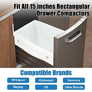 Miumoon 60-pack W10165294RB Trash Compactor Bags, 15-Inches, 2.6 mils Thickness, Fits 15-inch Rectangular Drawer Compactors, Compatible with whirlpool, kenmore, kitchenaid, Eco-Friendly - White