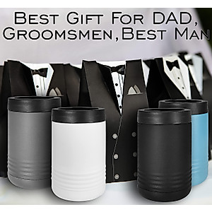 Stainless Steel 12 oz Double Wall Vacuum Insulated Can or Bottle Cooler Keeps Beverage Cold for Hours Beverage Holder Fits 16 oz Cans - Men Women Gift (Black)