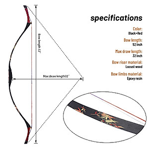 Obert Archery Vintage Recurve Bow Set Longbow Horsebow Quiver Target Hunting Arrows Quiver