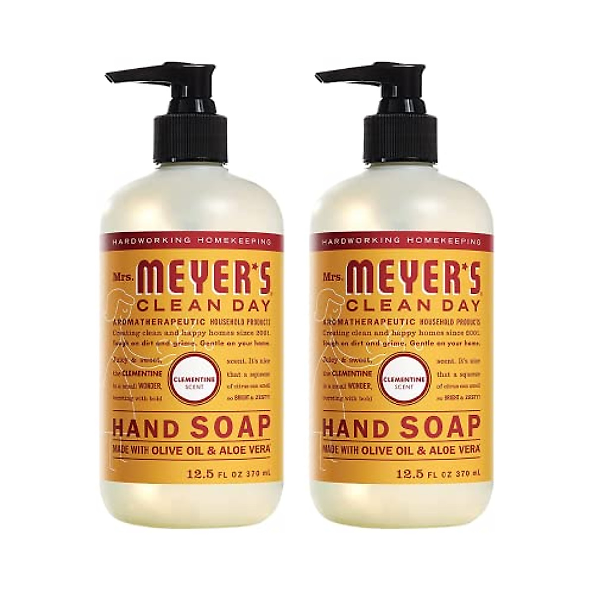 MRS. MEYER'S CLEAN DAY Hand Soap, Made with Essential Oils, Biodegradable Formula, Clementine (12.5 Fl Oz (Pack of 2))