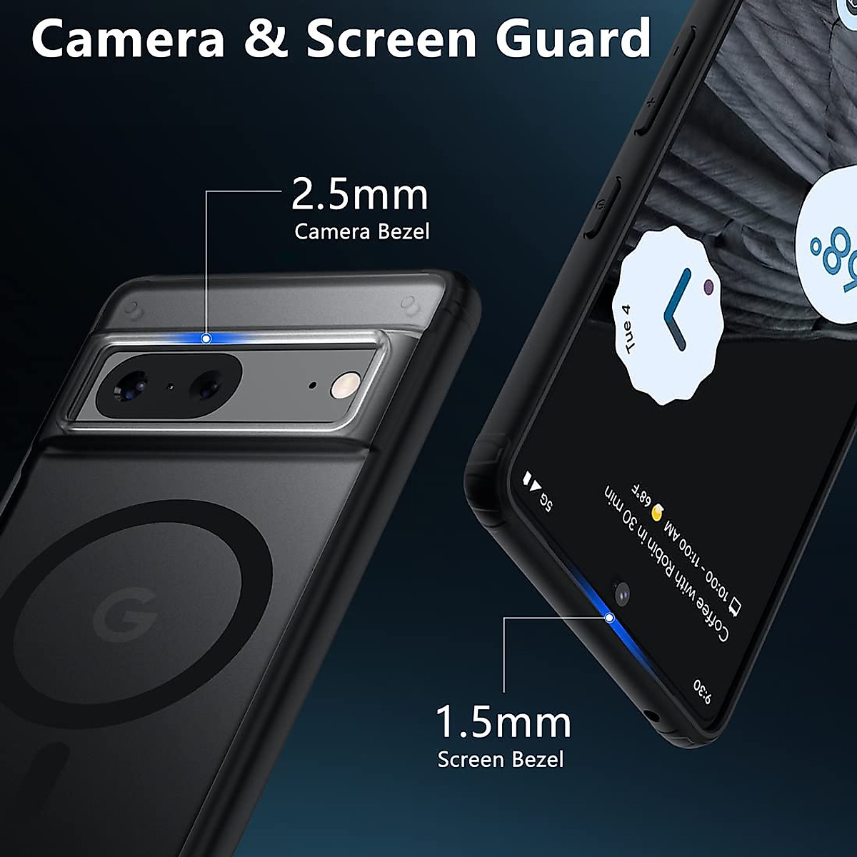 TIANNIUKE Magnetic Case for Google Pixel 7, Translucent Matte Anti-Fingerprint,Compatible with MagSafe,Slim Fit Shockproof Protective Phone Case for Pixel 7 Case (2022) -Black