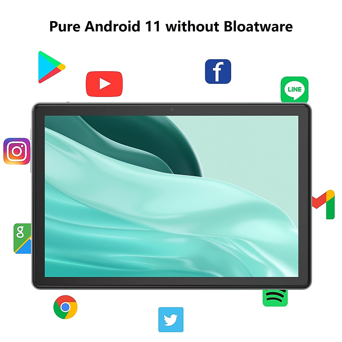 YUMKEM Tablet 10.1 inch, 4GB RAM 64GB Storage, Android 11 Go, 10 inch Android Tablets, 1280 X 800 IPS HD Display, Large Battery, Dual Camera, WiFi Only, Grey