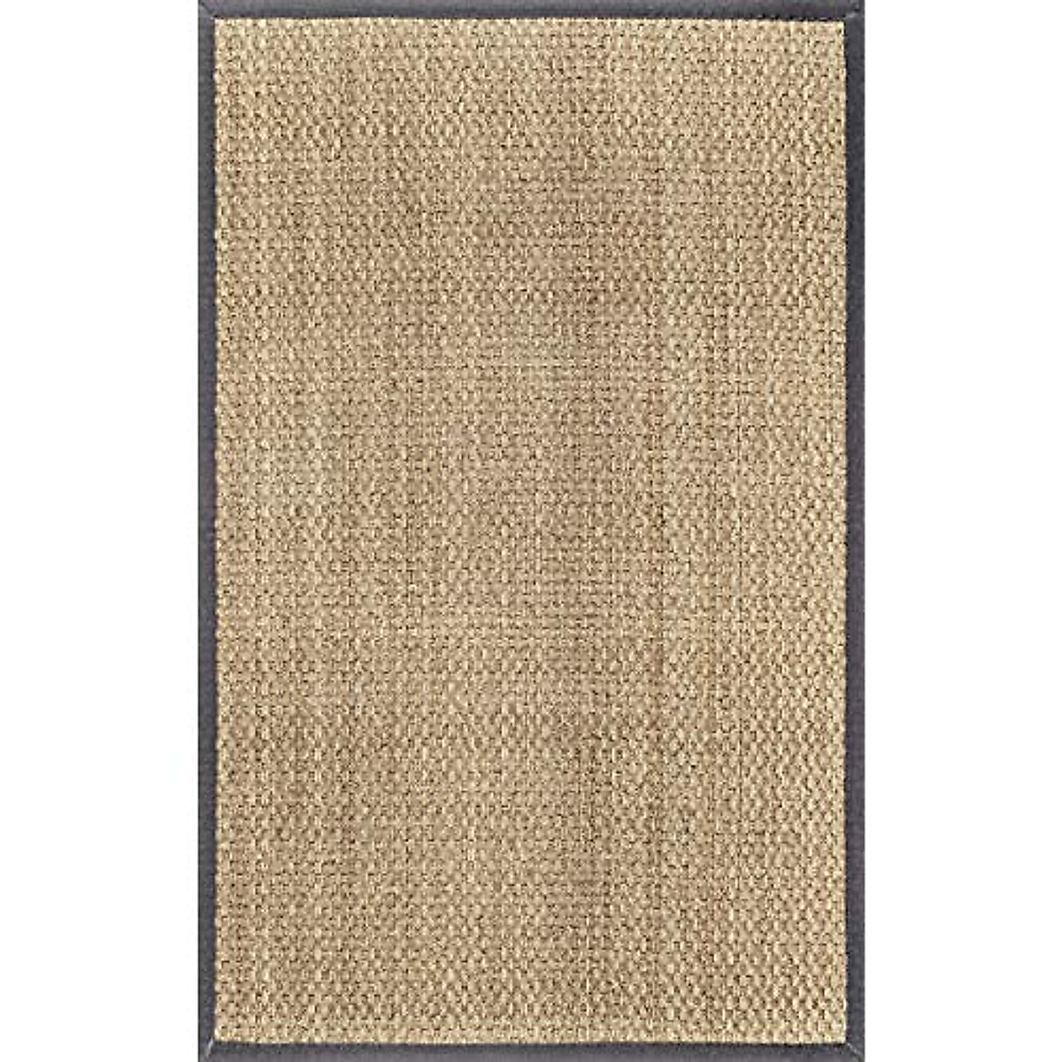 nuLOOM Hesse Checker Weave Seagrass Area Rug, 5' x 8', Dark Grey