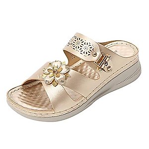 justHIGH Women’s Beach Wedge Sandals – Ladies Platform Flip Flops with Orthotic Arch Support Lightweight