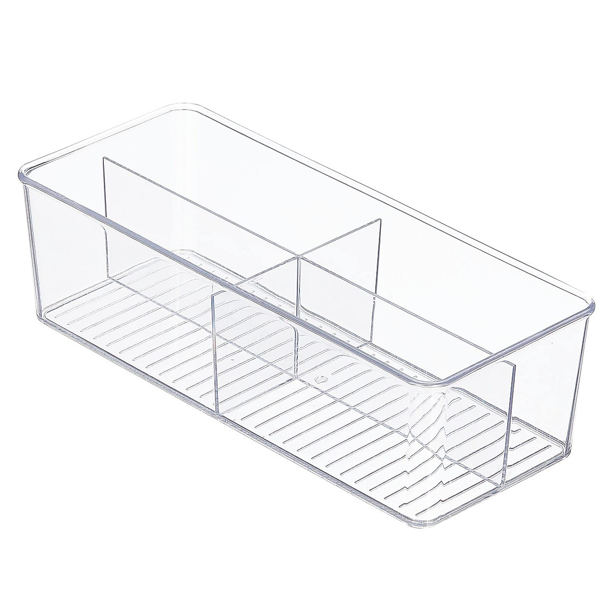 mDesign Plastic Extra Wide Storage Organizer Bin Box for Kitchen, Pantry, Cabinet, Countertop - Tea Bag, Sugar Packet, Coffee Snack, Condiment Holder, 8 Sections - Ligne Collection - Clear