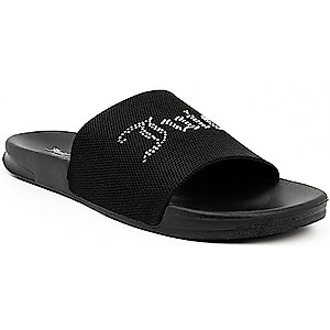 Juicy Couture Women's WayCool Womens Slide Sandals, Beach Sandal, Flip Flops, Size 6 Black