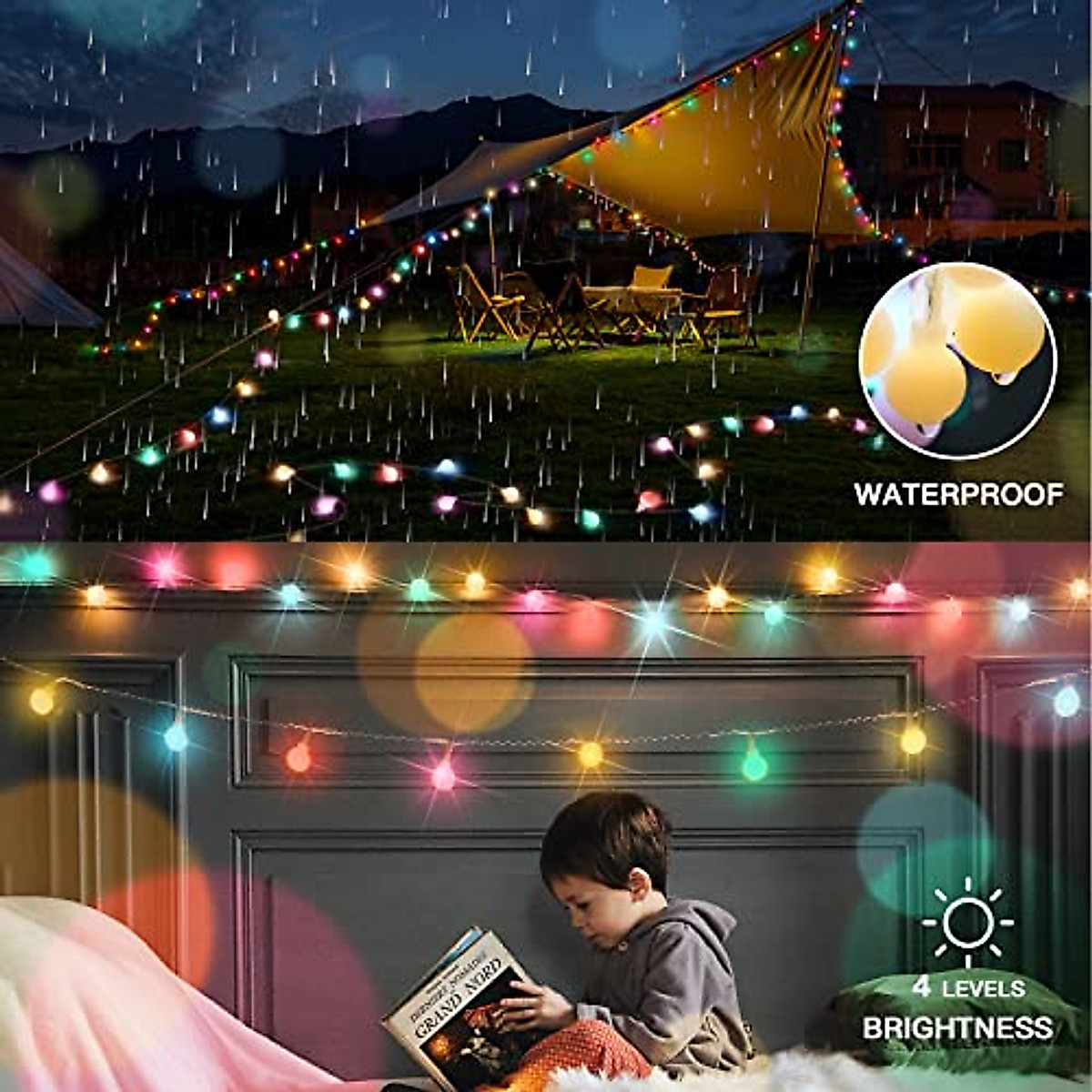 suddus Globe String Lights Bedroom, 100 Led Fairy Lights Plug in, Indoor String Lights for Classroom, Dorm, Birthday, Backyard, Patio, Garden, Party, Living Room, Pastel Color