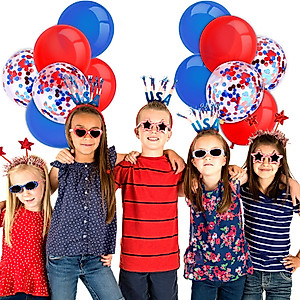 80 Piece 12 Inch Confetti Latex Balloons Event Party Supplies St Patrick's Day 4th July Labor Day Mardi Gras Wedding Birthday Baby Shower Balloons(Red, Blue)
