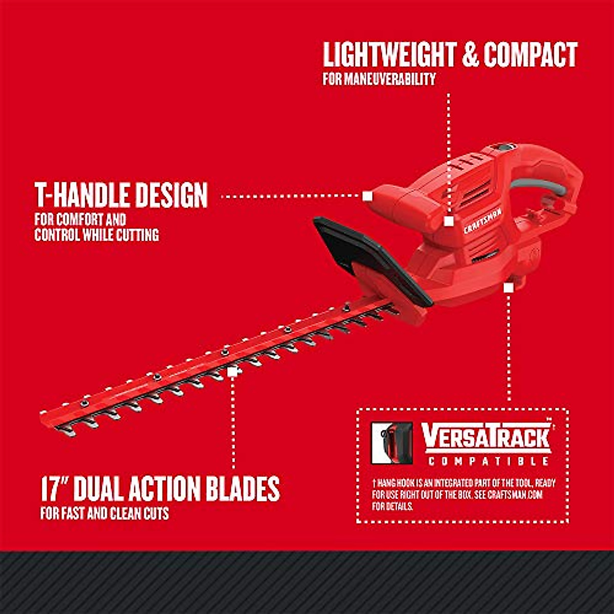 CRAFTSMAN Hedge Trimmer, 17-inch, Corded (CMEHT150)