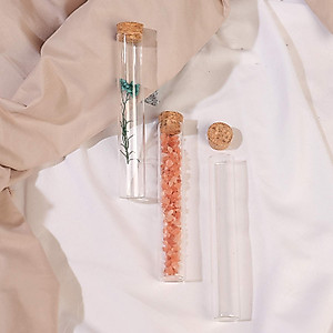 JODIO Glass Test Tubes,18PCS 60ml Clear Flat Test Tubes with Corks Stopper,for Scientific Experiments, Party Decorations, Candy Storage,as Bath Salt Containers(25x150mm)