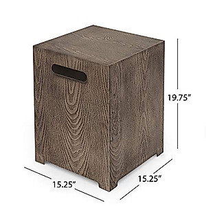Christopher Knight Home Abbott Outdoor Rectangular Fire Pit with Tank Holder, Brown Wood Pattern