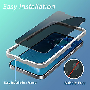 sorlnern (2 Pack for Privacy Screen Protector for iPhone 12 Mini, Anti Spy Screen Protector Tempered Glass Film, Touch Sensitive, Bubble-Free, Case Friendly, with Easy Installation Tray