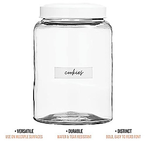 mDesign Kitchen Storage Labels, Preprinted Sticker Decals - Organize Containers, Jars, Bins, or Canisters Inside Cabinet, Pantry, Fridge, or on Counter - Home Sort Collection, 120 Labels, White/Black