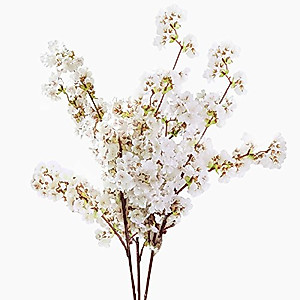 Yinhua 39 Inch Artificial Cherry Blossom Branches Flowers Stems Silk Tall Fake Flower Arrangements for Home Wedding (Cherry Blossom, Pack of 3)