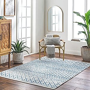 Artistic Weavers Chester Boho Moroccan Area Rug, 6'7" x 9', Cream/Royal Blue