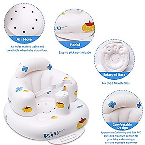 BLIRORA Inflatable Baby Floor Seat, Baby Chair for Sitting Up with Two-Point Harness Column-Shaped Airbag Sofa Support for 3-36 Month Olds, Infant Seat Built in Air Pump for Home or Travel